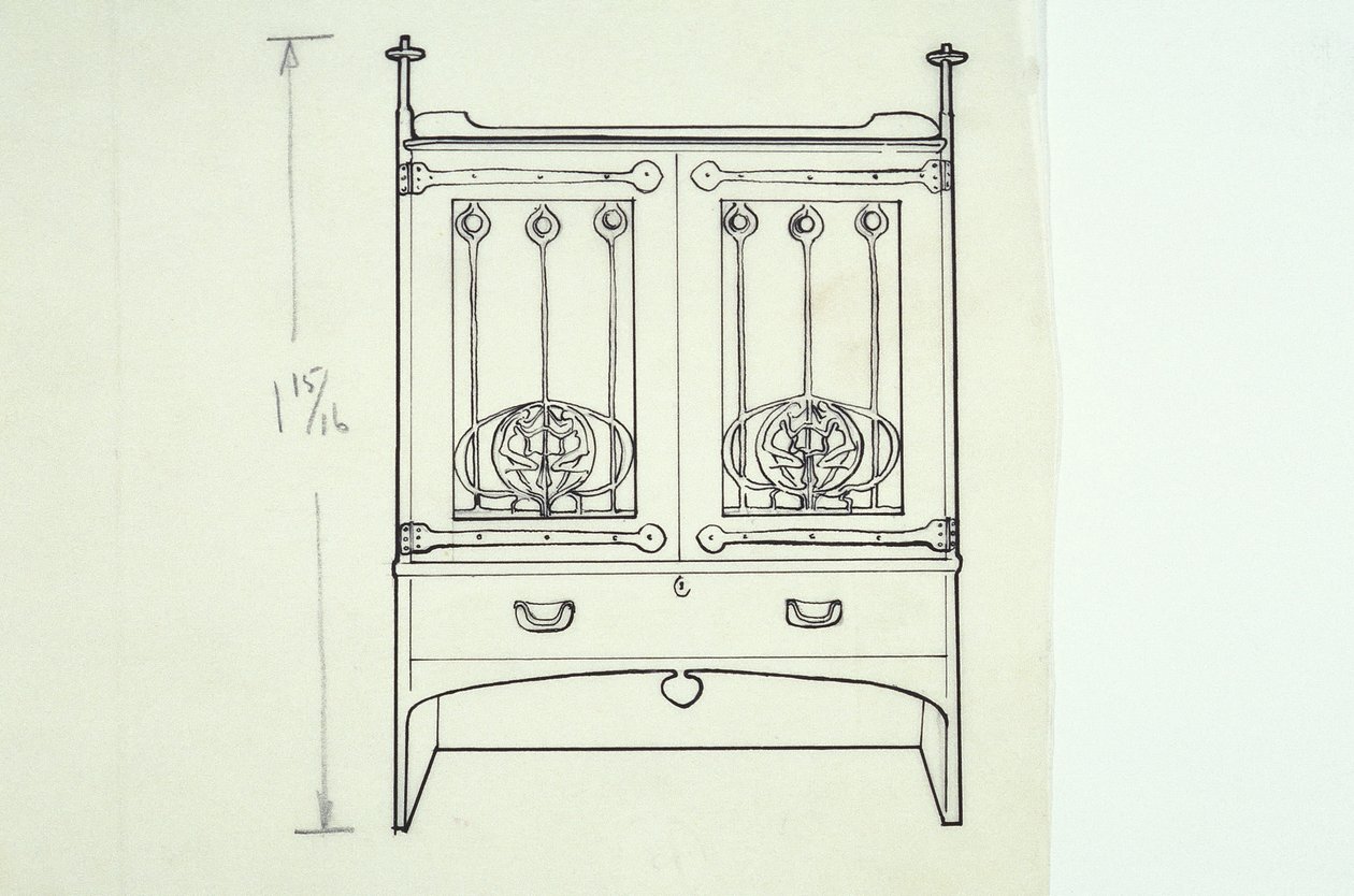 Line drawing of furniture (a dressing table), c.1910