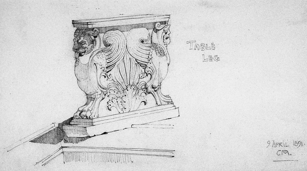 Table Leg, 1891 by Charles Rennie Mackintosh: Fine art print