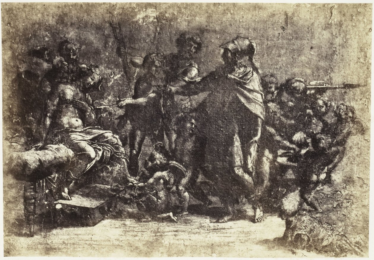 Photoreproduction of a Drawing by Raphael, Scene with Soldiers, a Naked ...