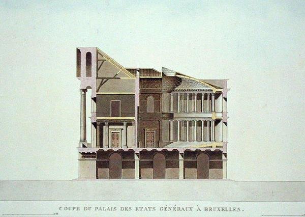 Cross Section of the Palais des Etats Generaux, Brussels, from 'Choix des Monuments, Edifices et ...