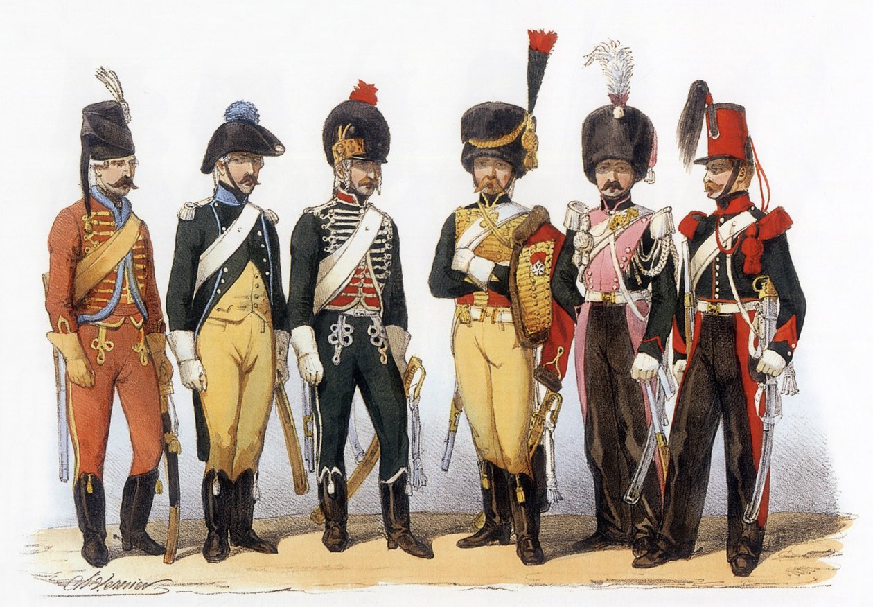 Costumes of the French army: Lancers g-d: 1745 file hunter (under Louis ...
