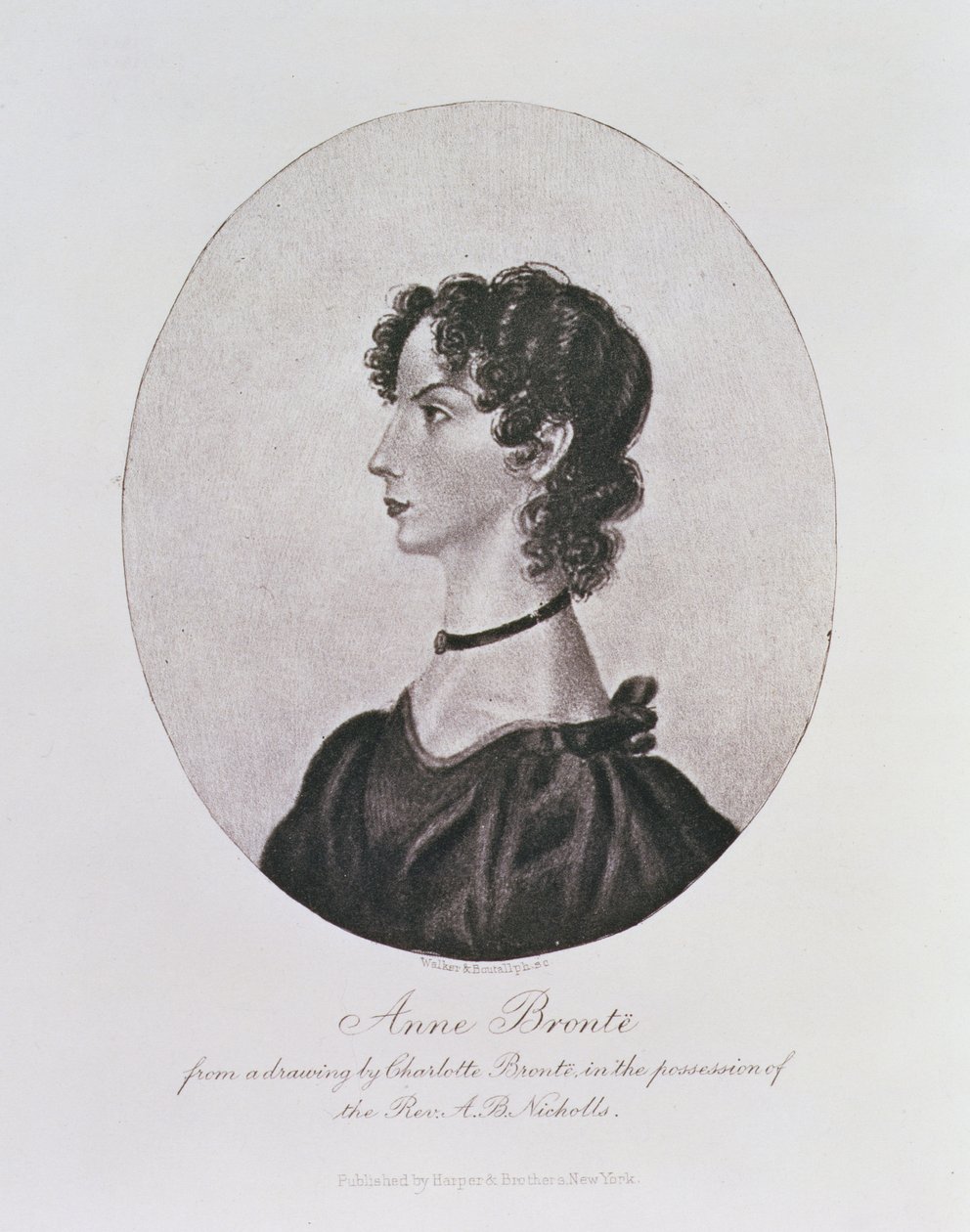Portrait of Anne Bronte from a drawing in the possession of the Rev. A ...