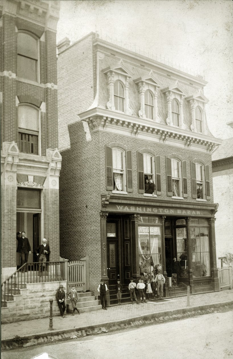Washington Bazaar and Entrance to Bank Building, Main Street