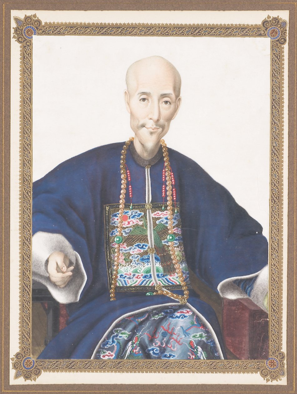 Framed portrait of Howqua by Chinese School