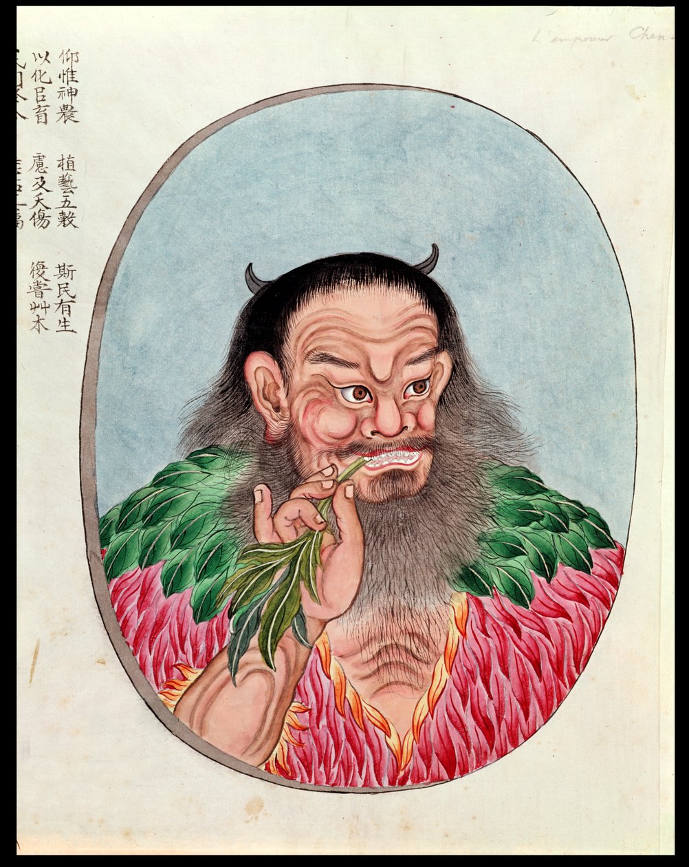 The Legendary Emperor Shen-Nung, Illustration from a Pen Tsao, 18th ...