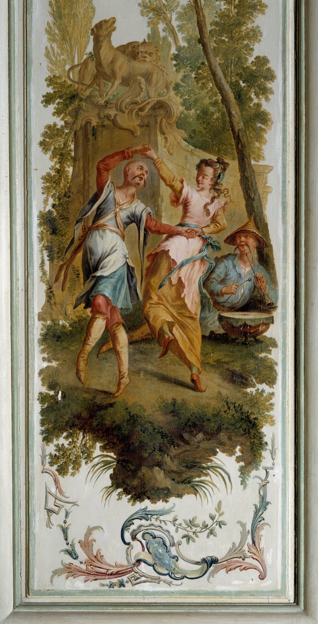 Chinoiserie: Dance scene, panel of the grand salon of the chateau de ...