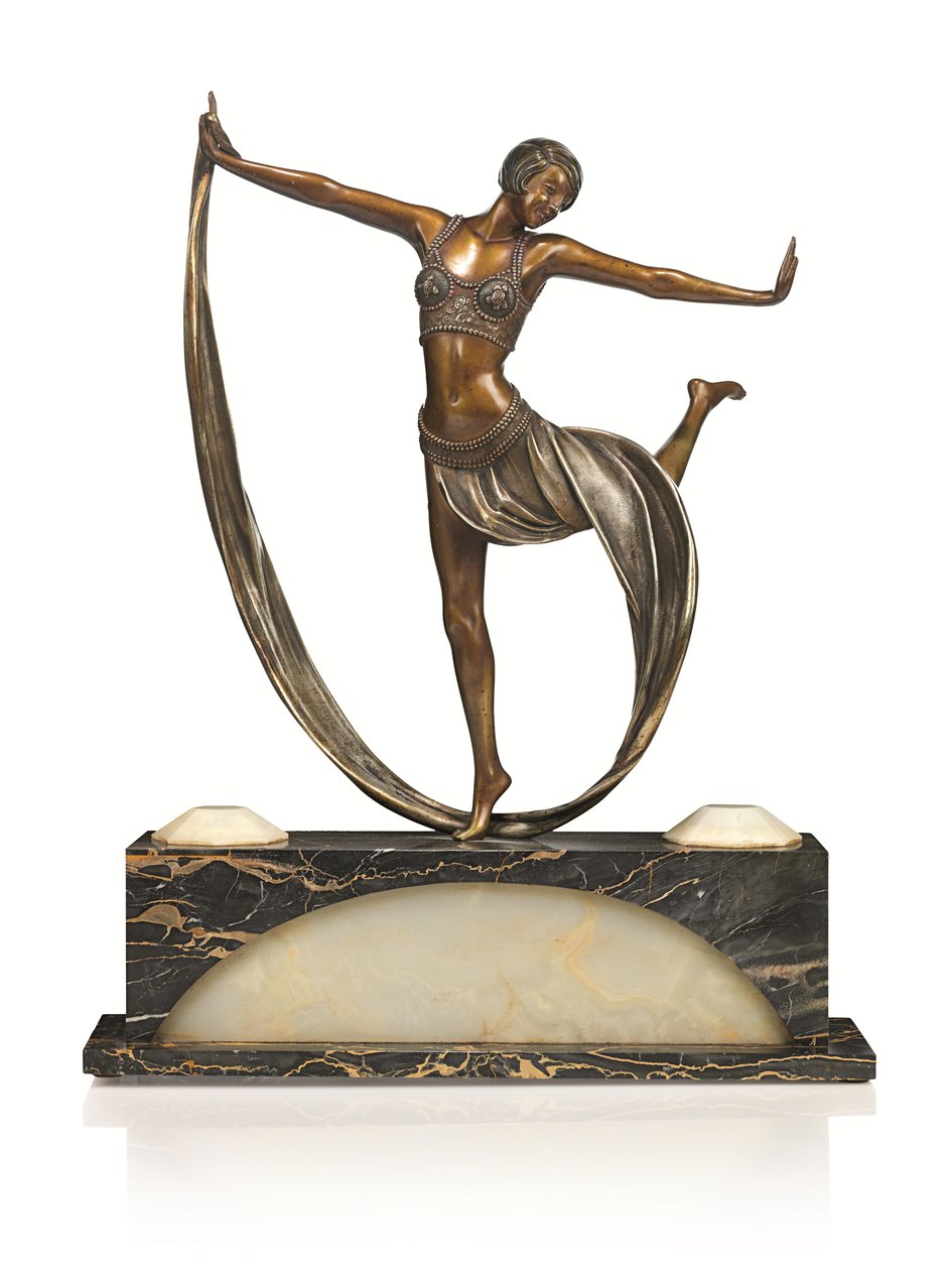 Art Deco figure with illuminated base, 'Espirit de Josephine Baker', c.1925