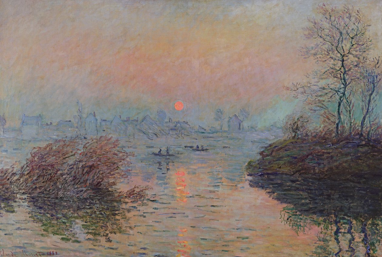 Sun Setting over the Seine at Lavacourt. Winter Effect