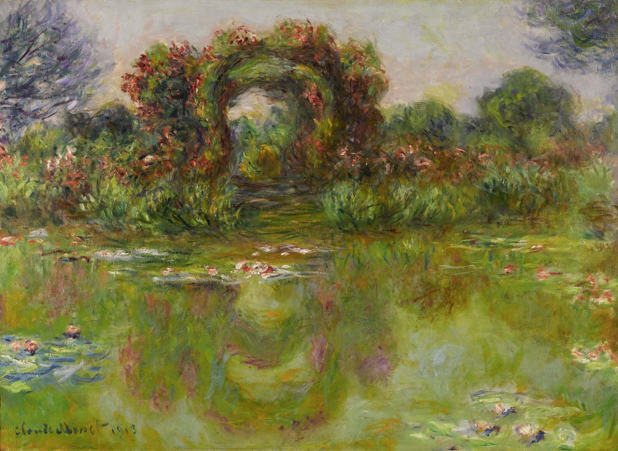 Water Lily Pond, the Roses by Claude Monet: Fine art print
