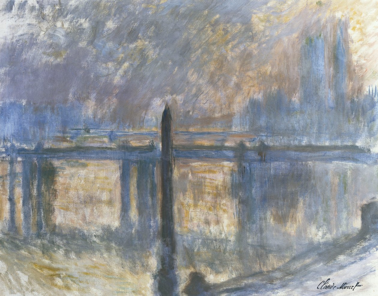 Cleopatra's Needle and Charing Cross Bridge by Claude Monet
