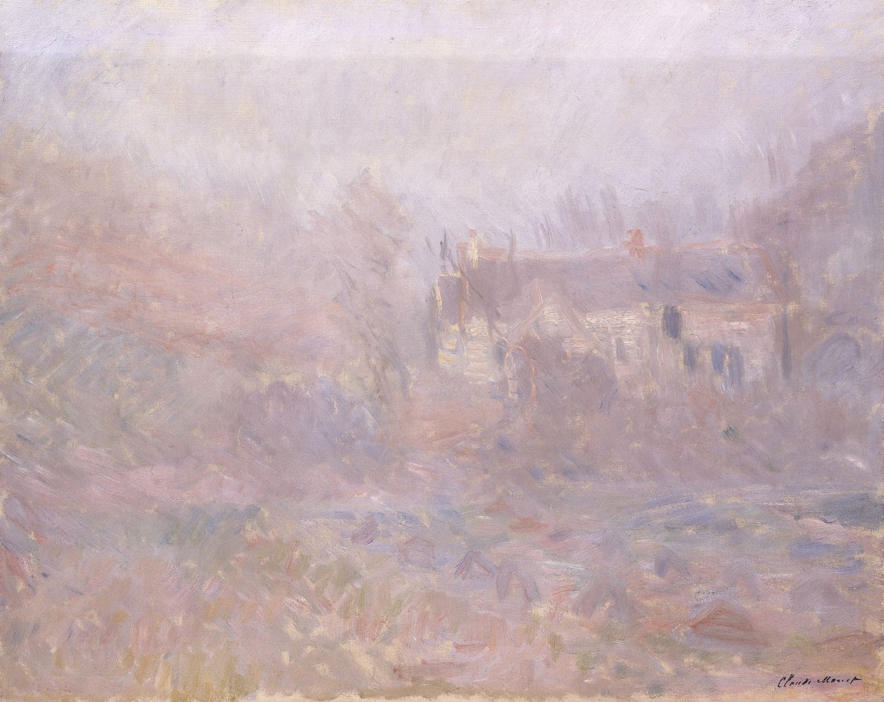 Houses at Falaise in the Fog by Claude Monet