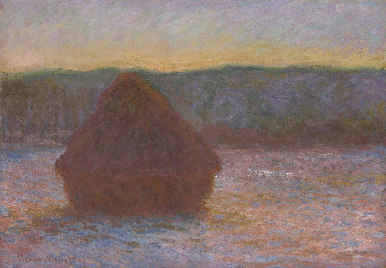 Stack of Wheat Thaw, Sunset by Claude Monet