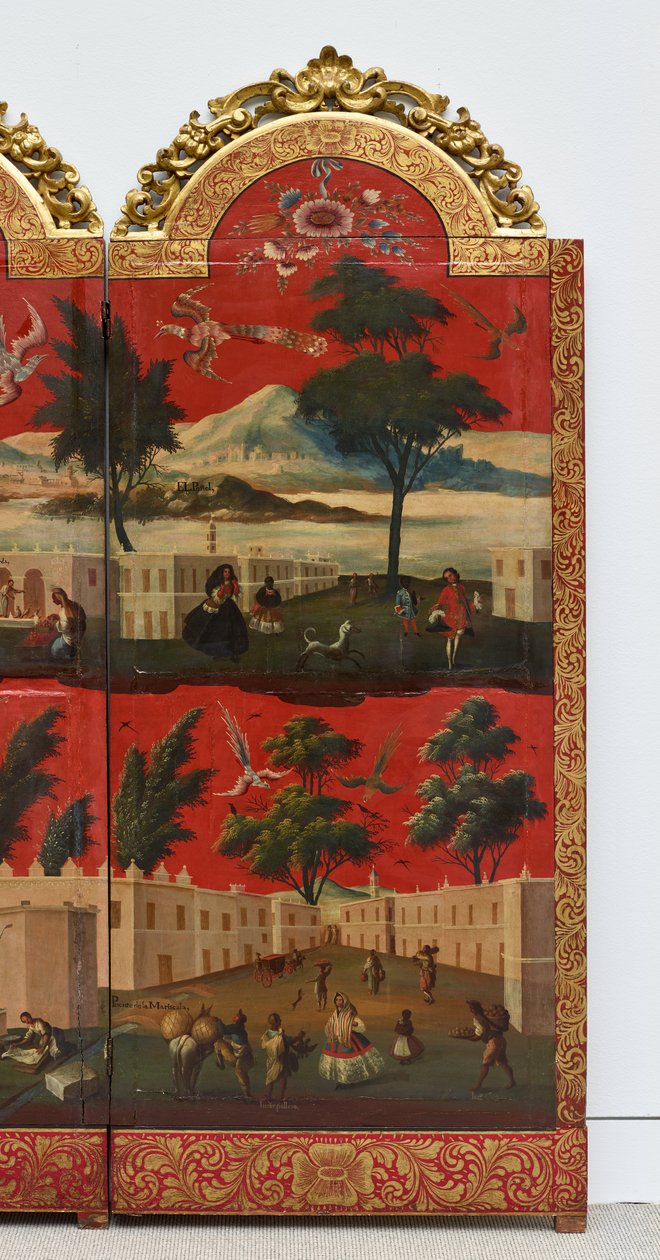 Biombo with Views of Mexico City by Colonial Spanish