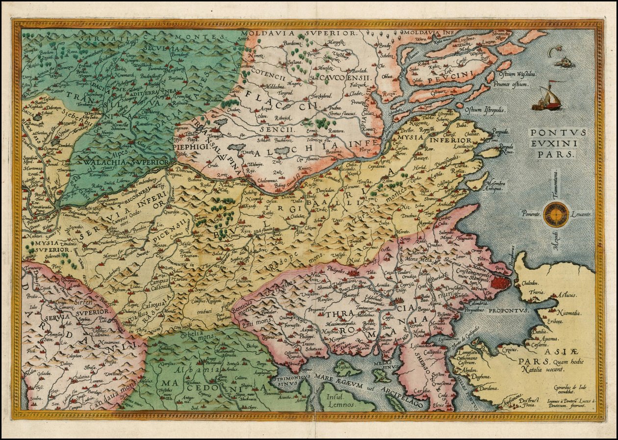 1593 Map of the Eastern Balkan Peninsula by Cornelis de Jode