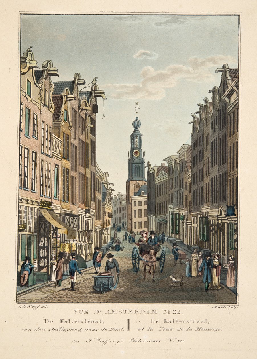 View of Amsterdam No.22. De Kalverstraat, from Heiligeweg to the Mint ...