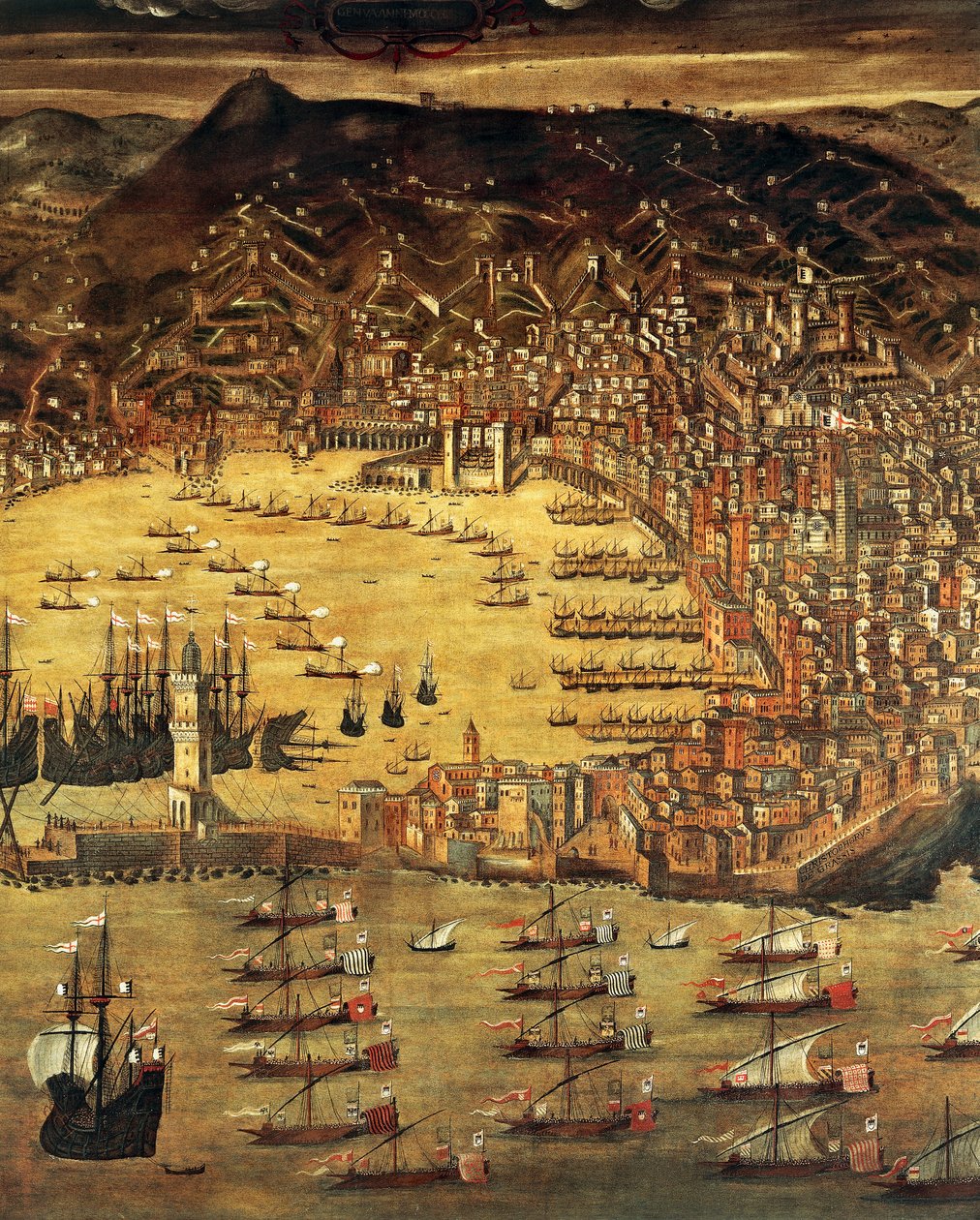 View of Genoa and its harbor by Cristoforo de Grassi