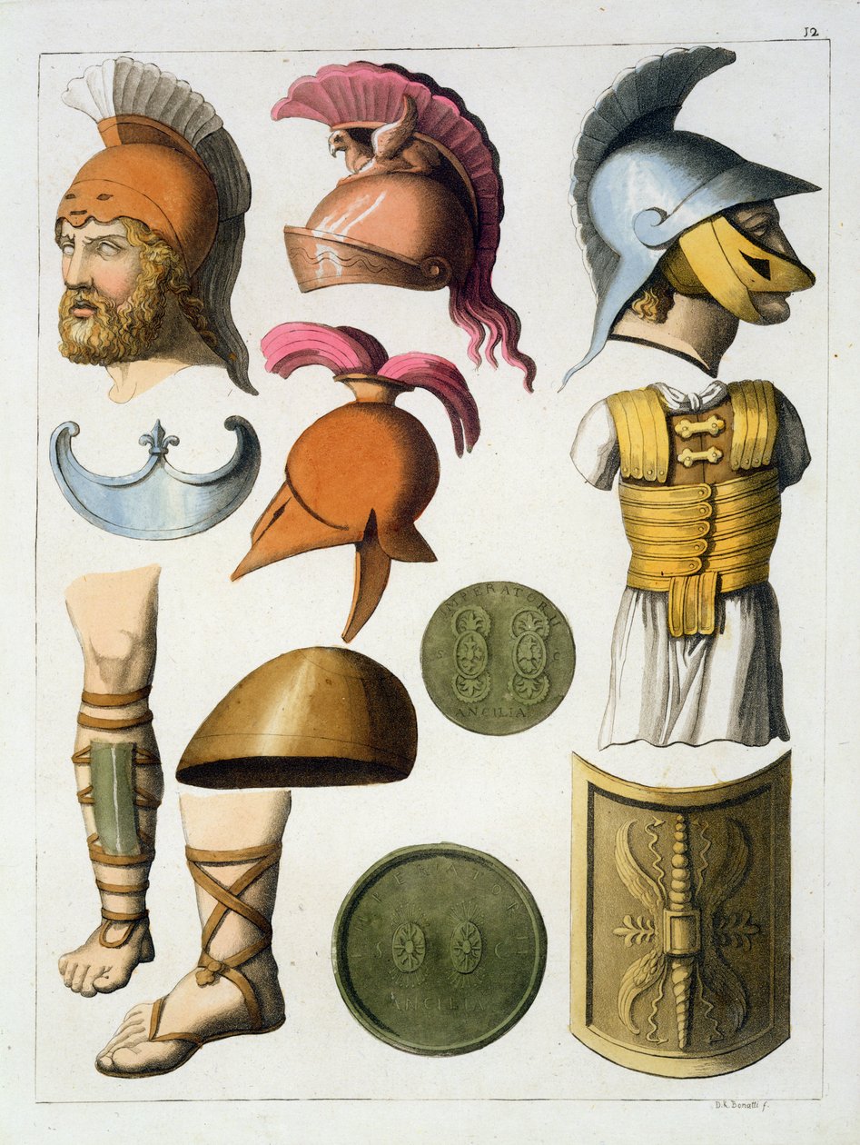 Roman Military Equipment, from 'Le Costume Ancien et Moderne' by Jules ...