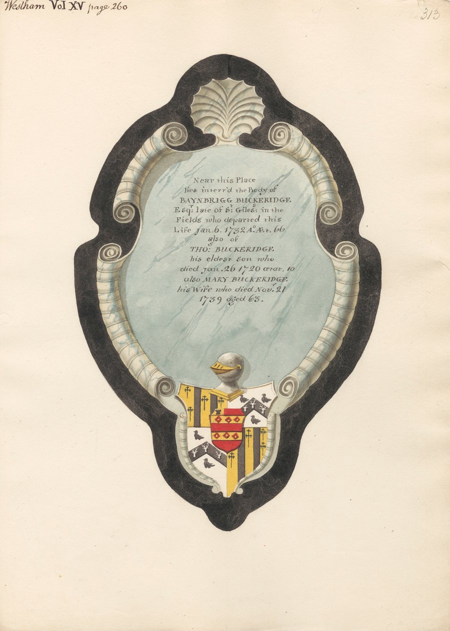 Memorial to Baybrigg Buckeridge, his wife Mary, and his son, Thomas ...