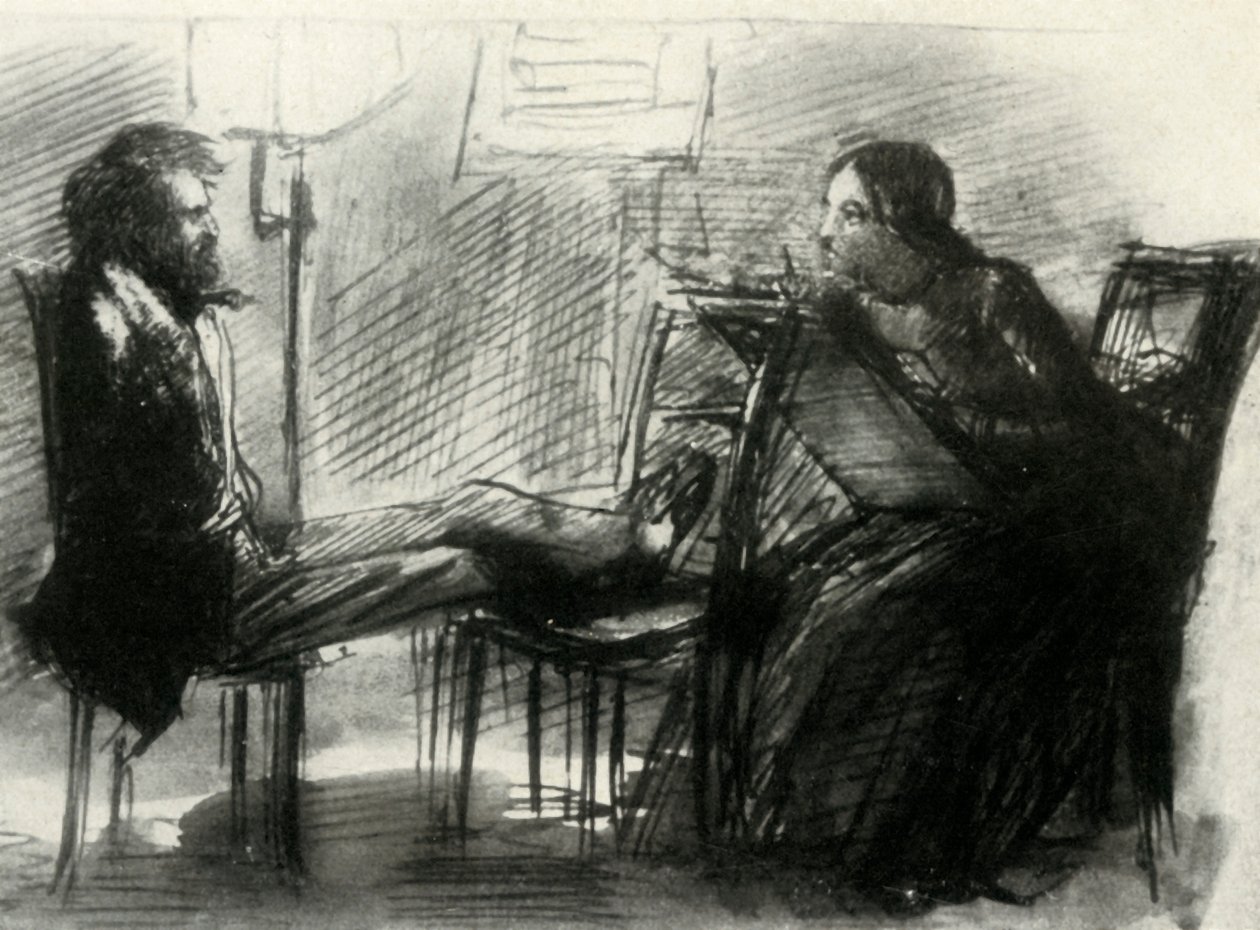 Elizabeth Siddal drawing Rossetti, 1853