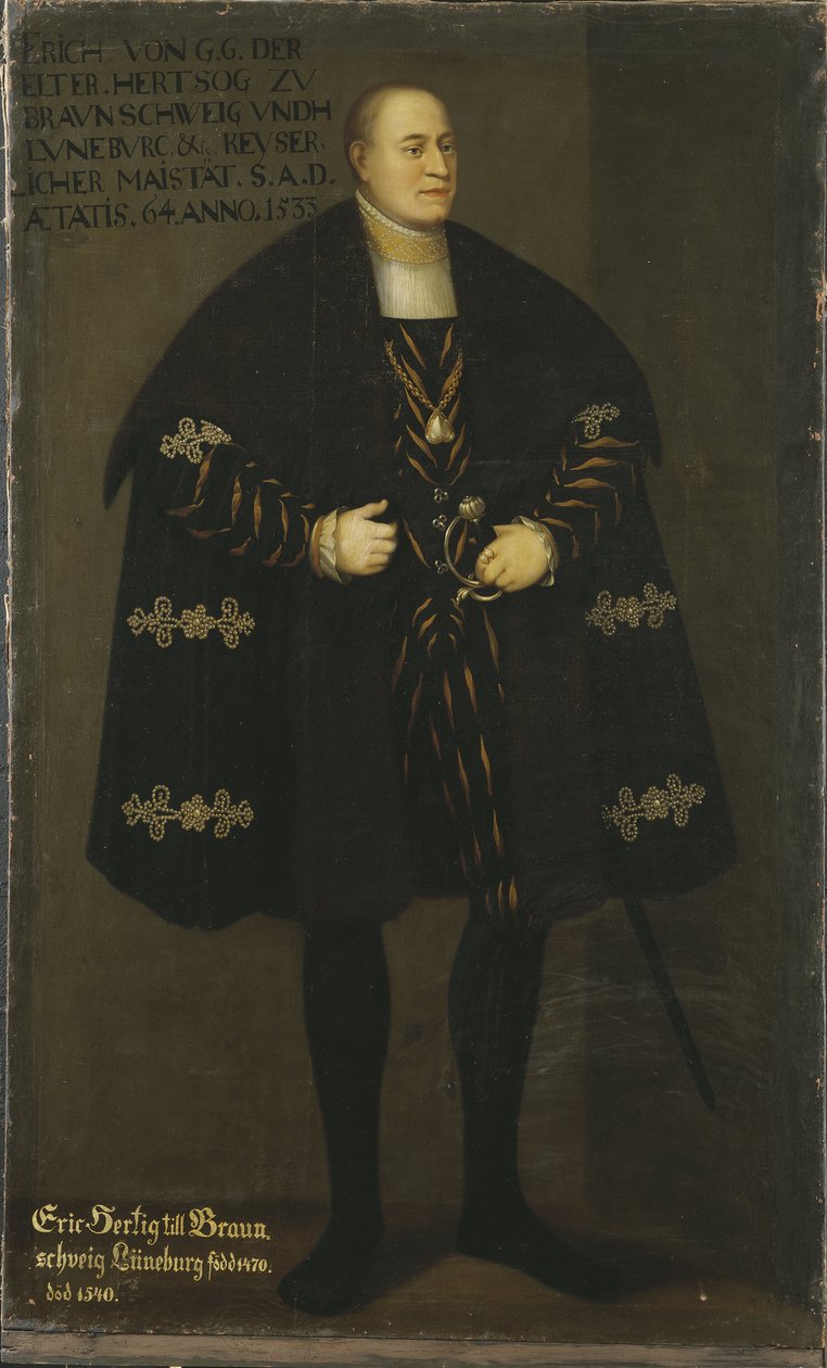 Portrait of Duke Eric I of Brunswick-Lueneburg, Prince of Calenberg ...