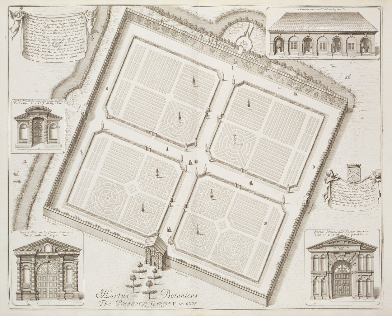 Hortus Botanicus, The Physick Garden, Oxon, from 'Oxonia Illustrata ...
