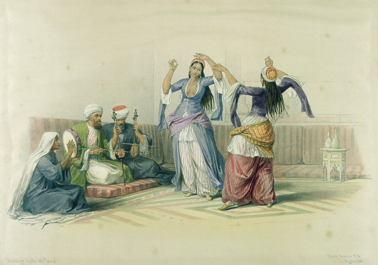 Dancing Girls at Cairo, from 'Egypt and Nubia', engraved by Louis Haghe