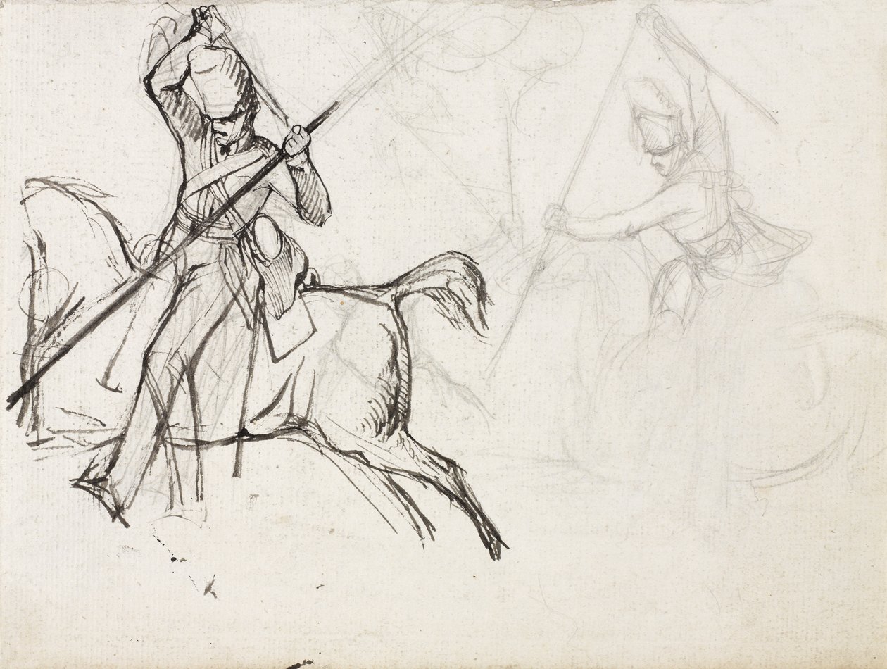 Studies for the figure of Sergeant Ewart, Scots Greys, for the painting ...