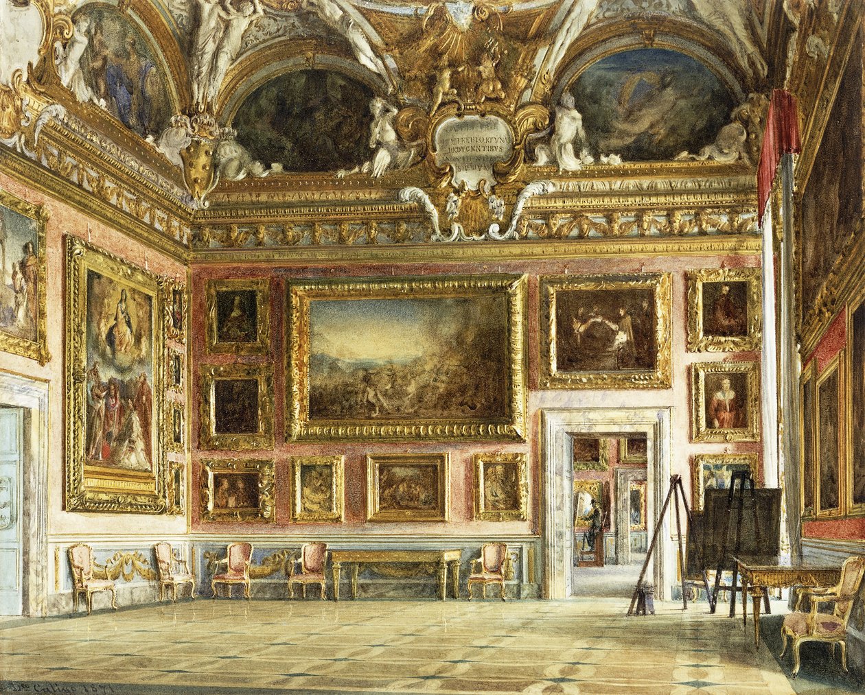 Interiors of the Palazzo Pitti, Florence: The Sala dell'Iliade with ...
