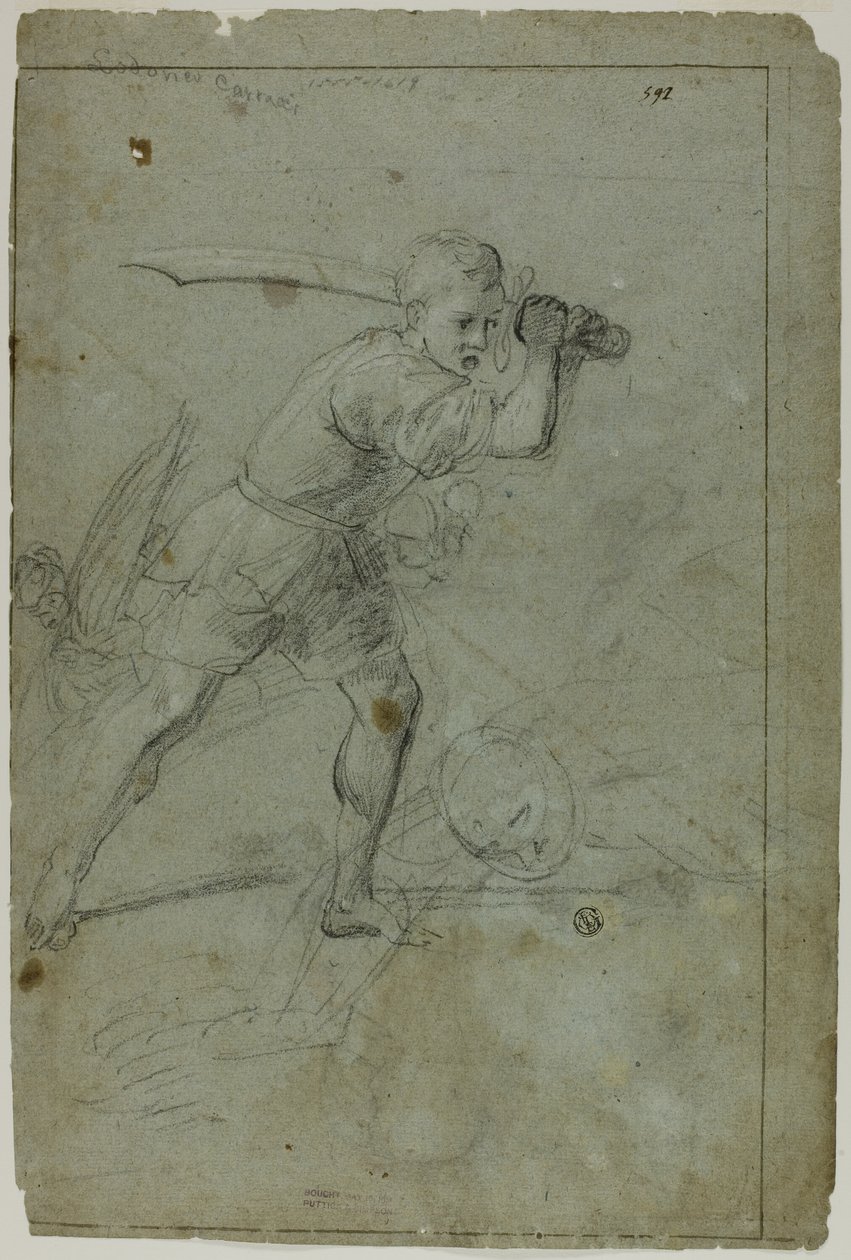David Beheading Goliath (recto); Sketch of Draped Female Figure with ...