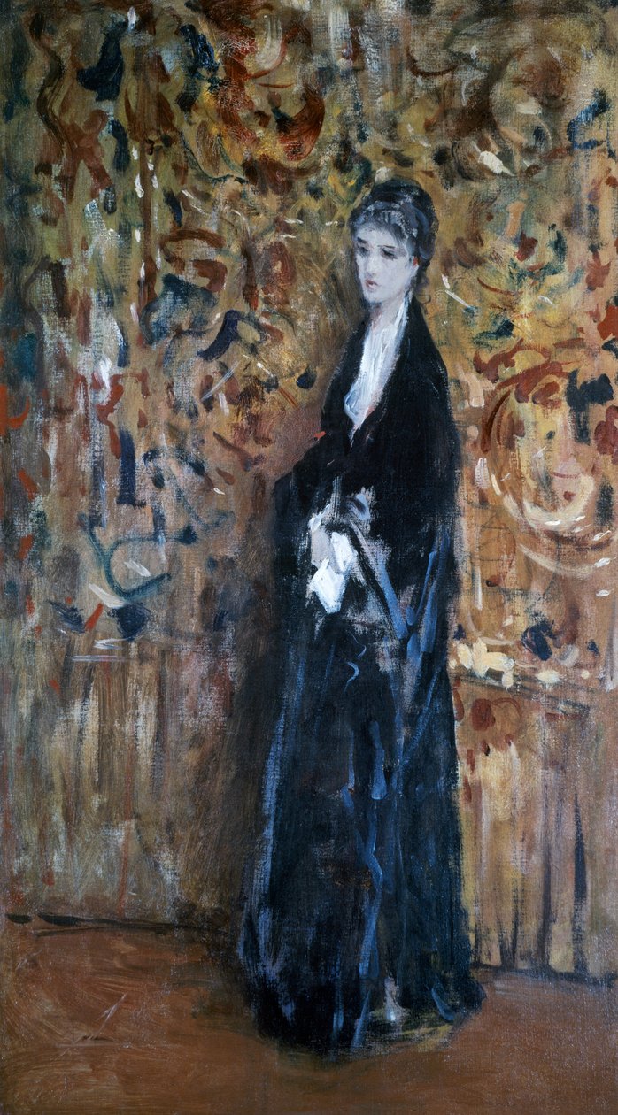 Woman with arabesques in the background by Domenico Morelli