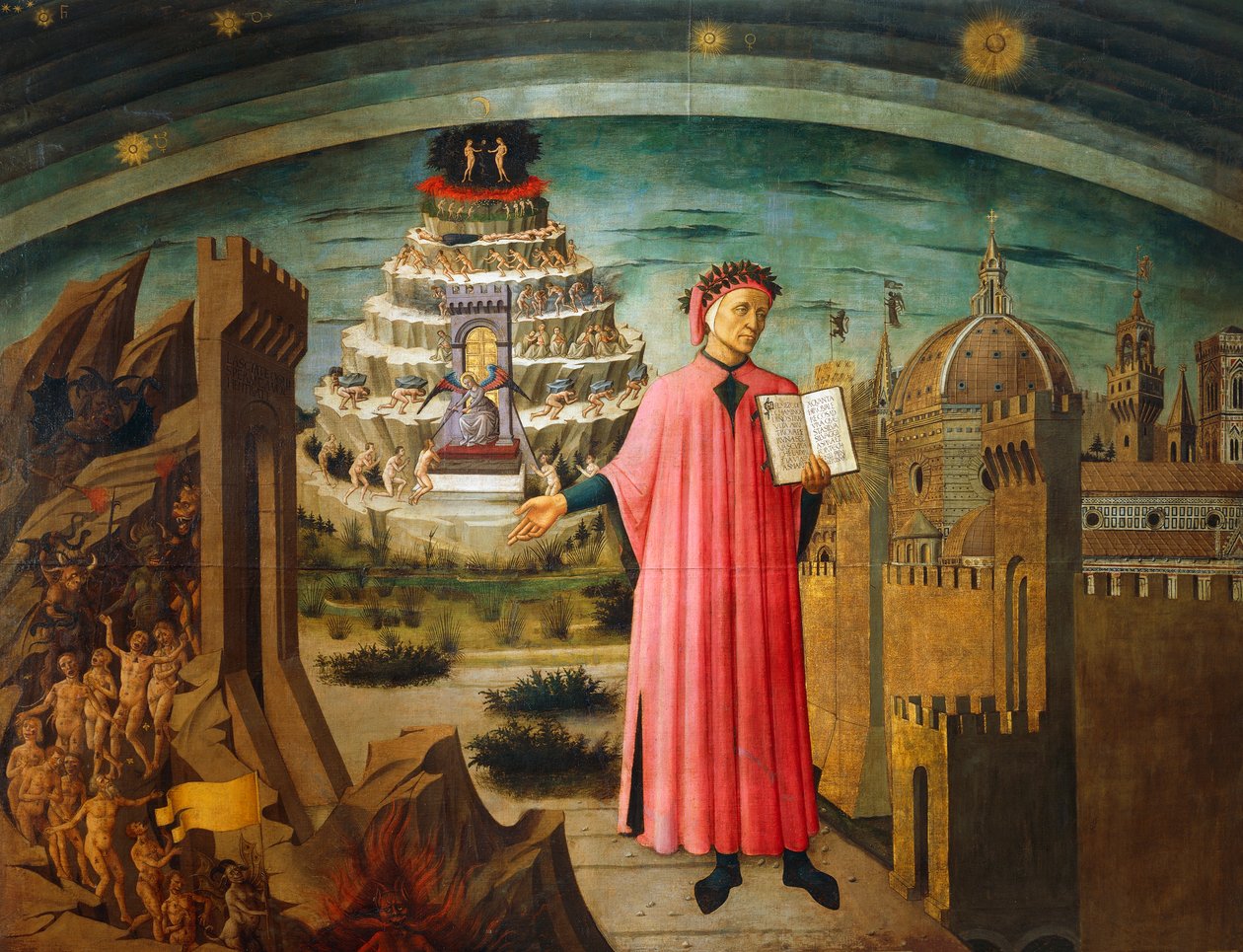 Divine Comedy, by Dante Alighieri, by Domenico di Michelino, fresco ...