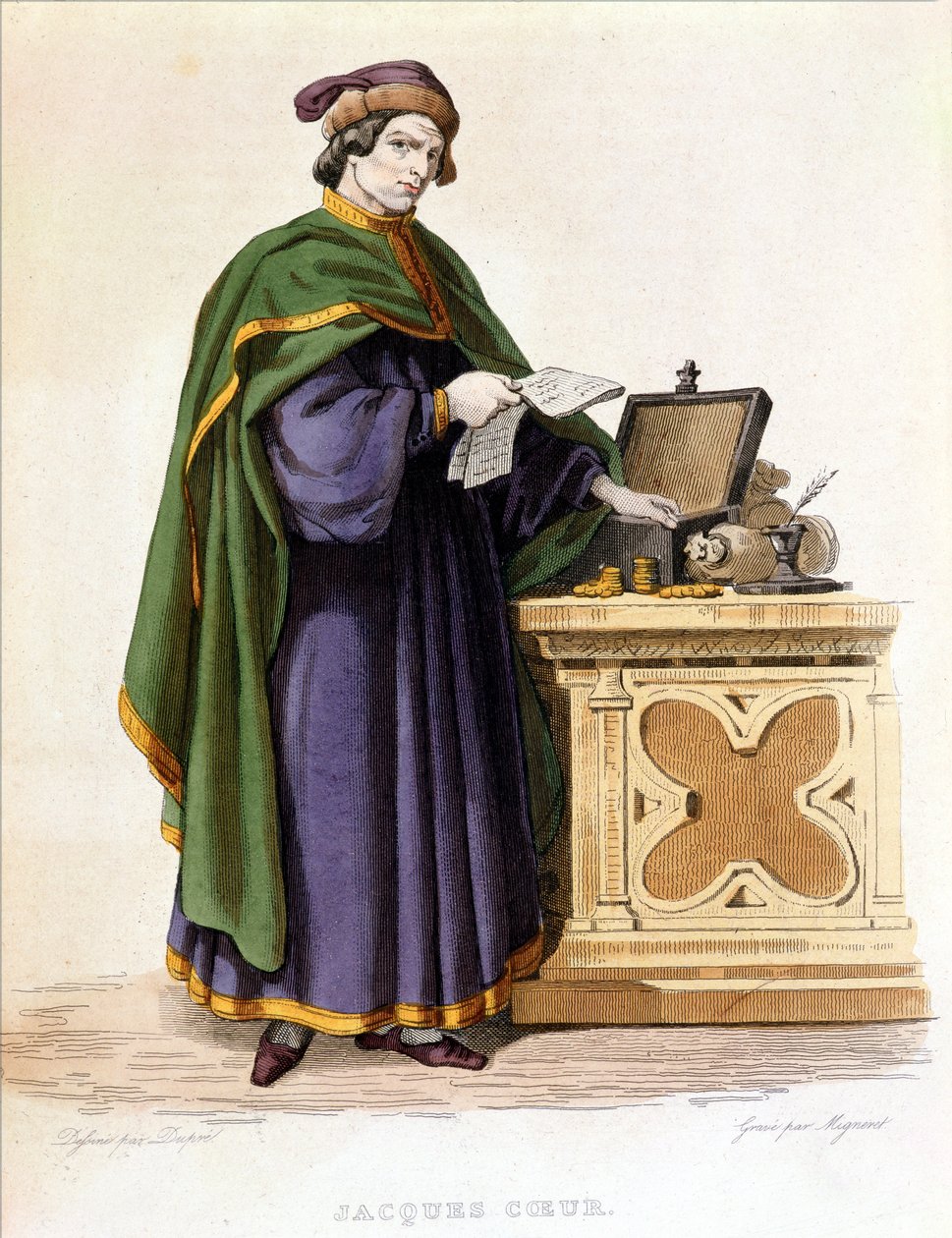 Jacques Coeur, engraved by Mignaret after a drawing by Dupre, c.1840