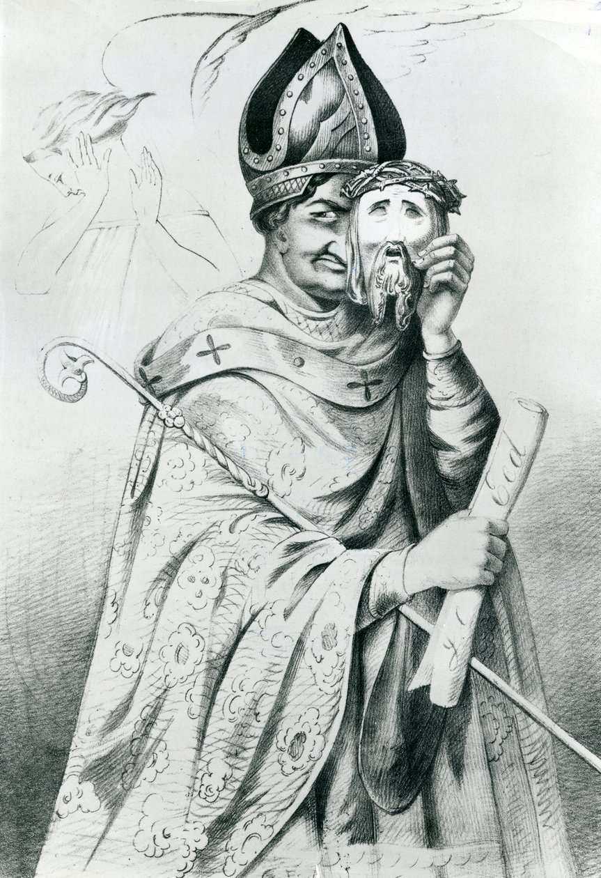 Caricature of Pope Pius IX by Dutch School: Fine art print