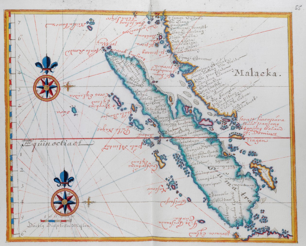 Map showing Malacca and Sumatra, western Indonesia, part of the Sunda ...