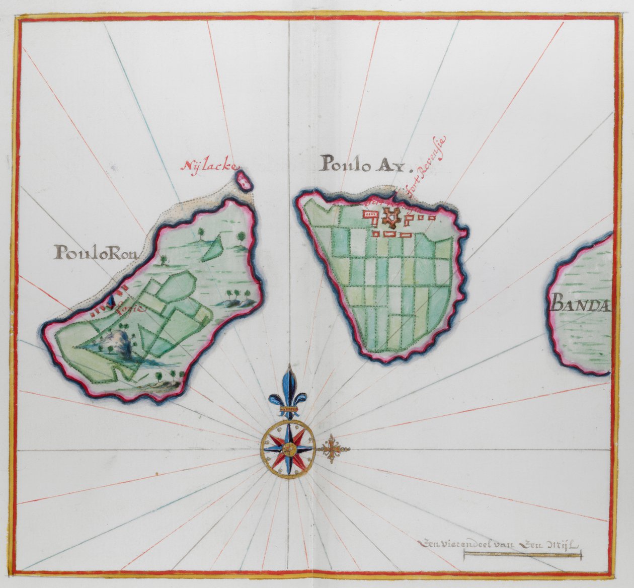 Map showing two of the Banda islands. by Dutch School