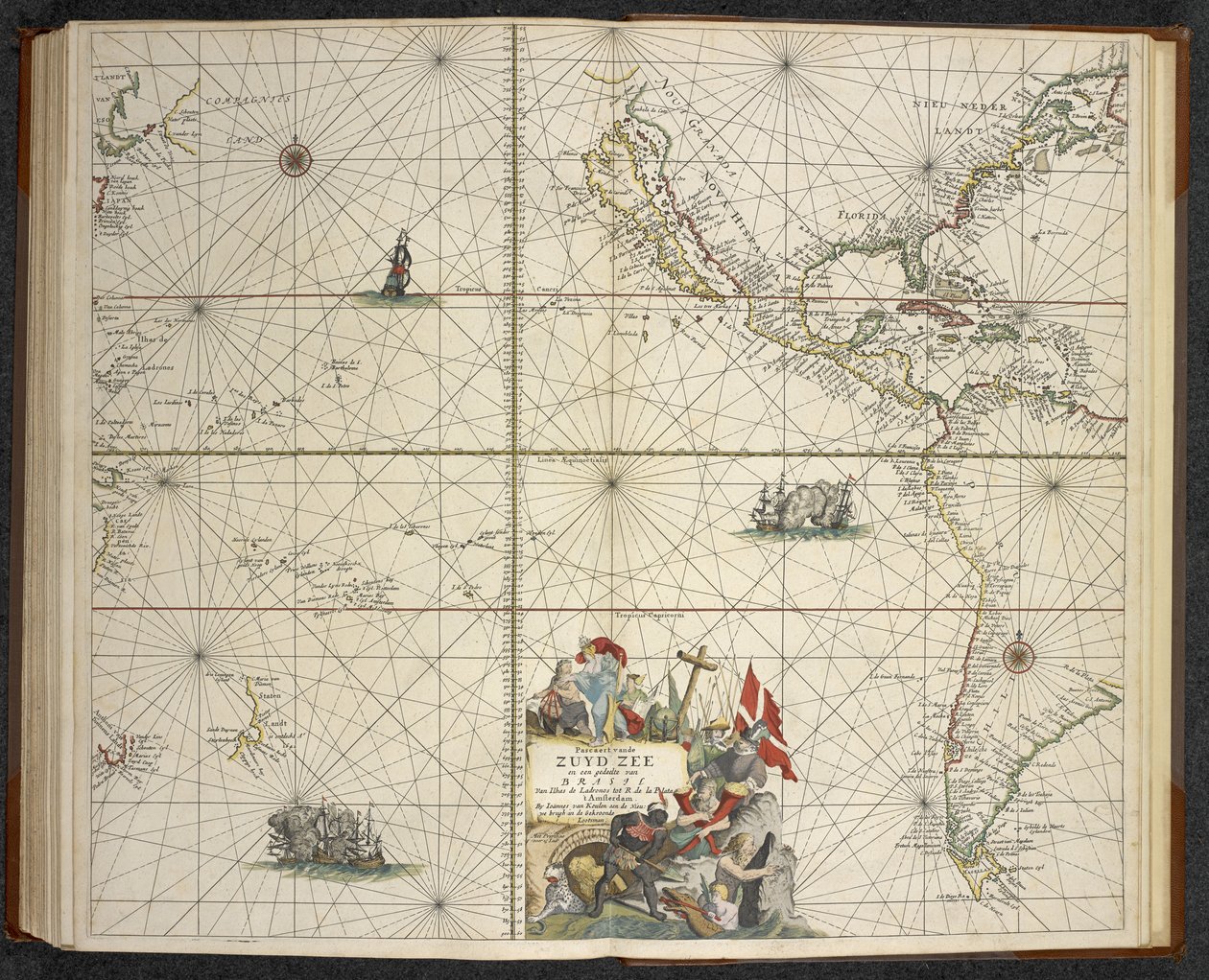 The Pacific Ocean, from 'De groote nieuwe vermeerderde zee-atlas ofte ...