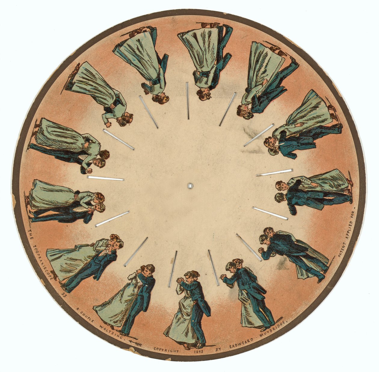 Zoopraxiscope Disc Showing a Couple Waltzing, 1893