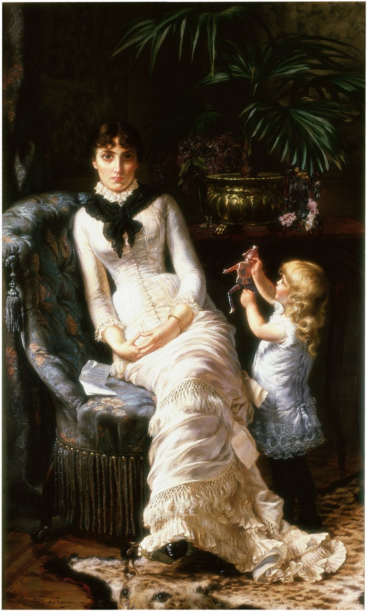 Sad News, c.1880-1883 by Edgard Farasyn: Fine art print