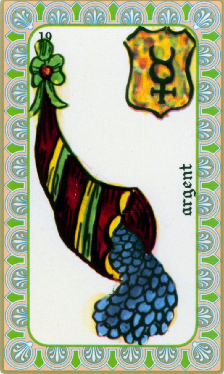 Tarot by Magus Belline: Card of the Money: Coins in a Horn of Plenty