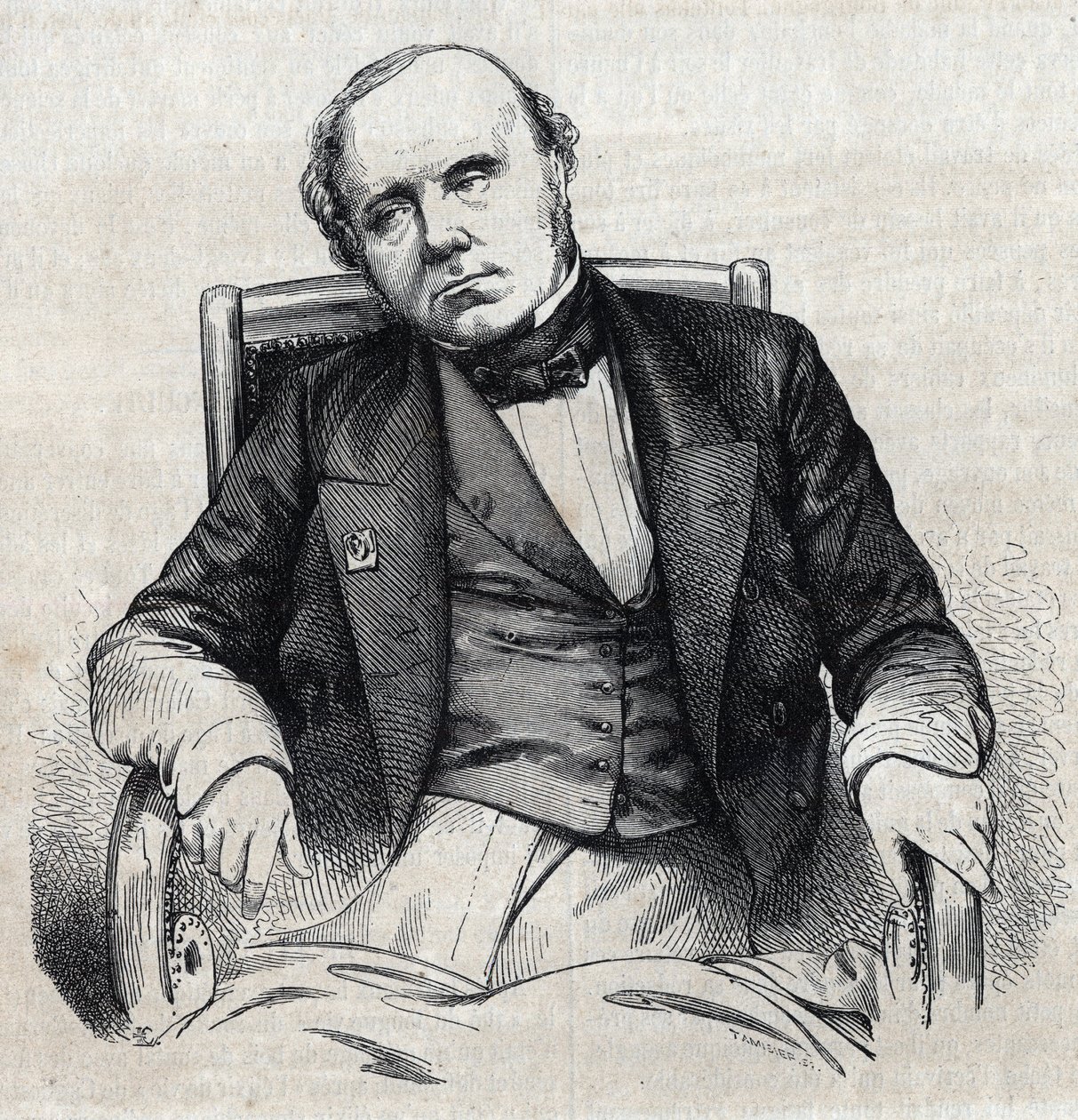 Portrait of Augustin Thierry, French historian. Engraving by Chevignard ...