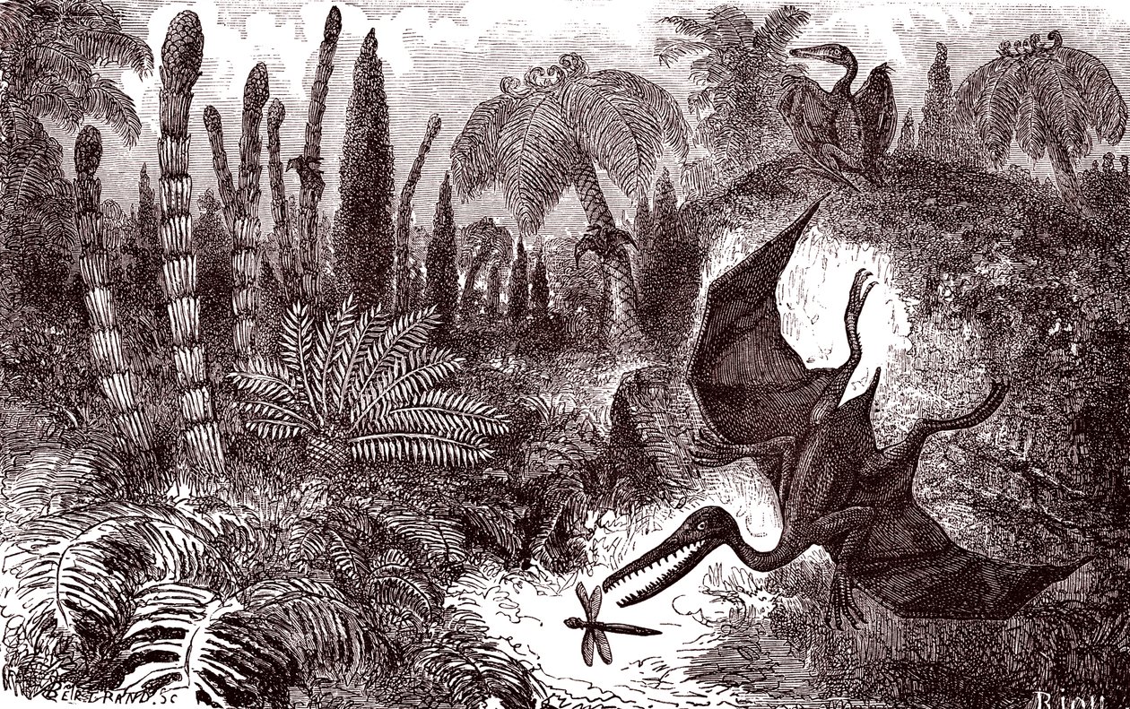 The Earth in the liassic period by Edouard Riou