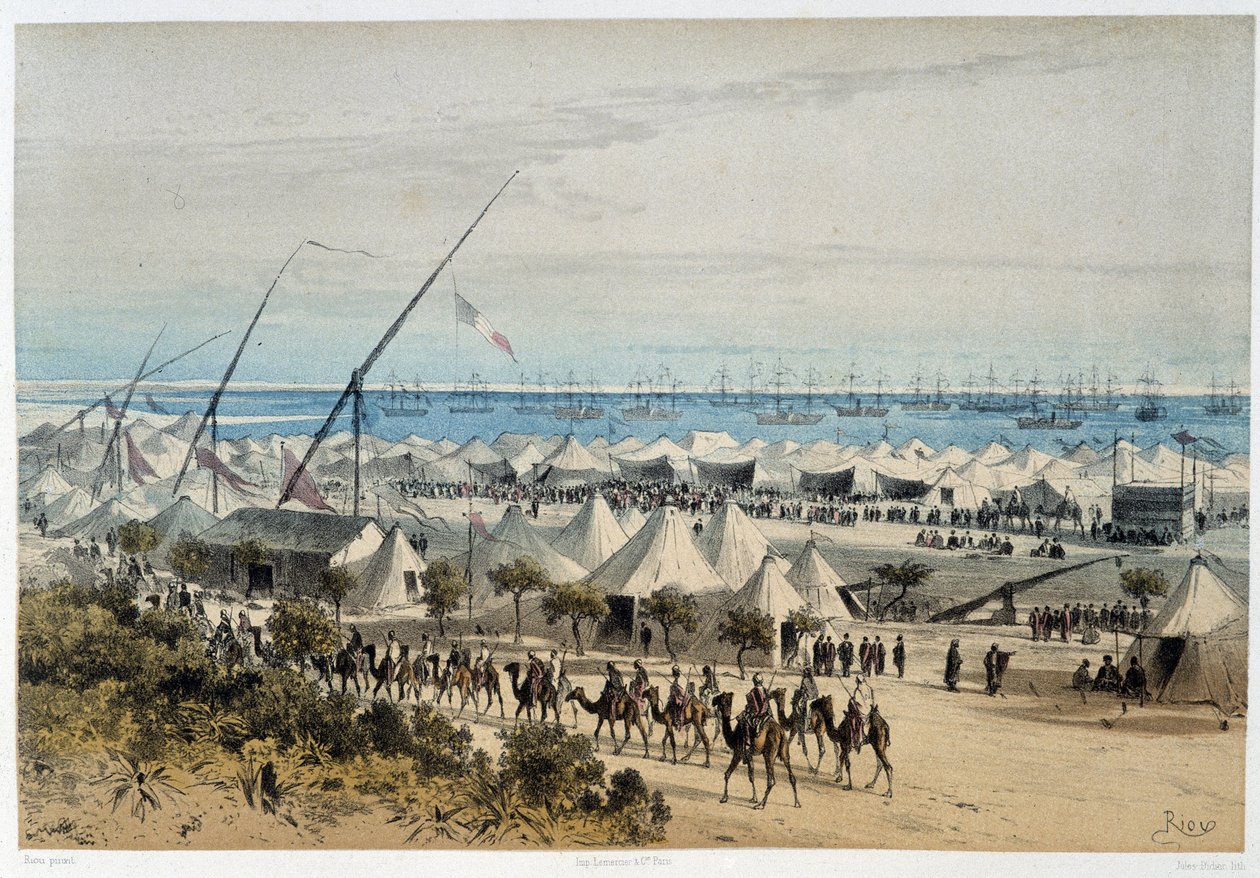 The harbor of Ismalia and the camp of guests at the inauguration of the ...