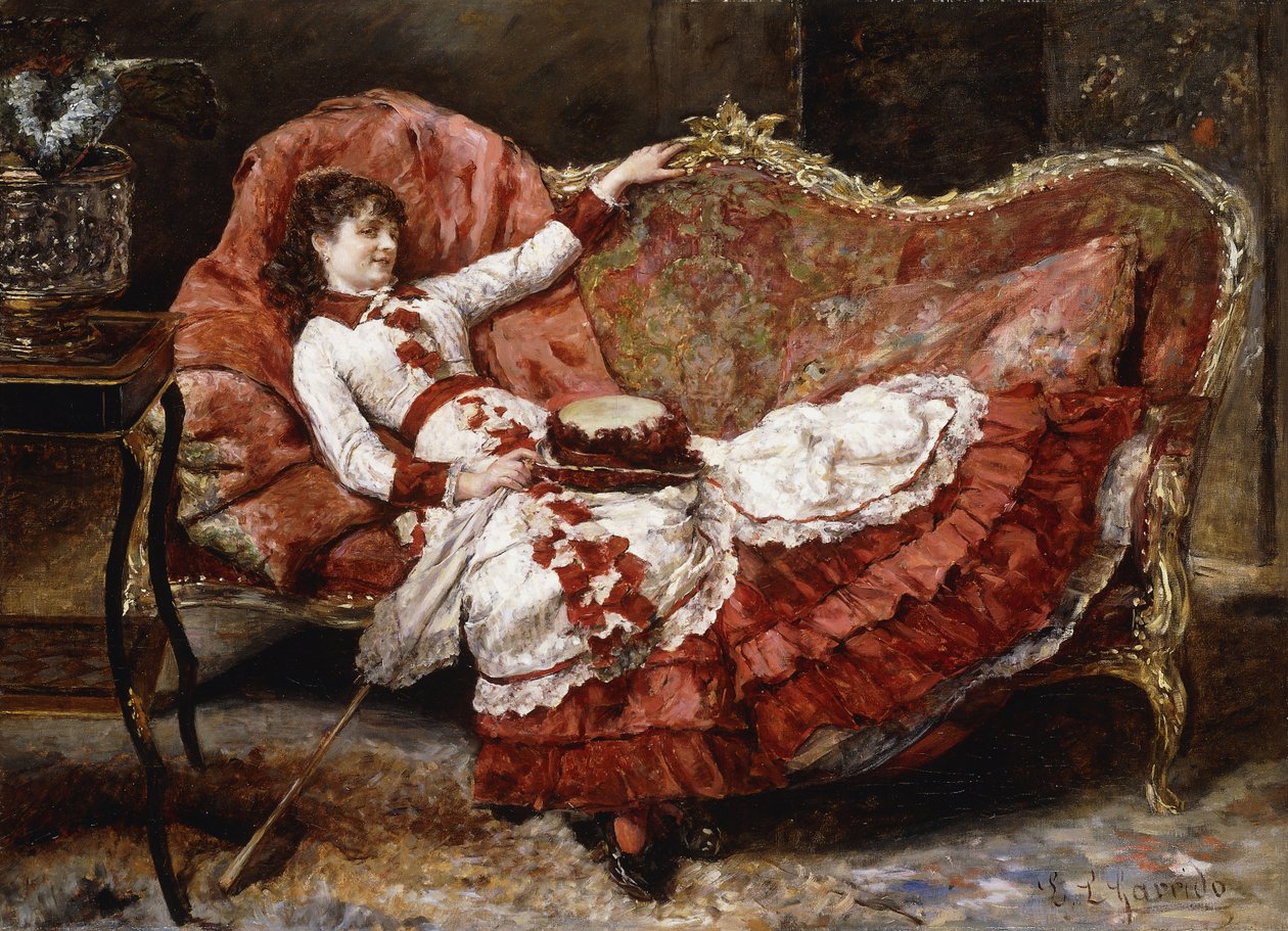 An Elegant Lady in a Red Dress by Eduardo-Leon Garrido