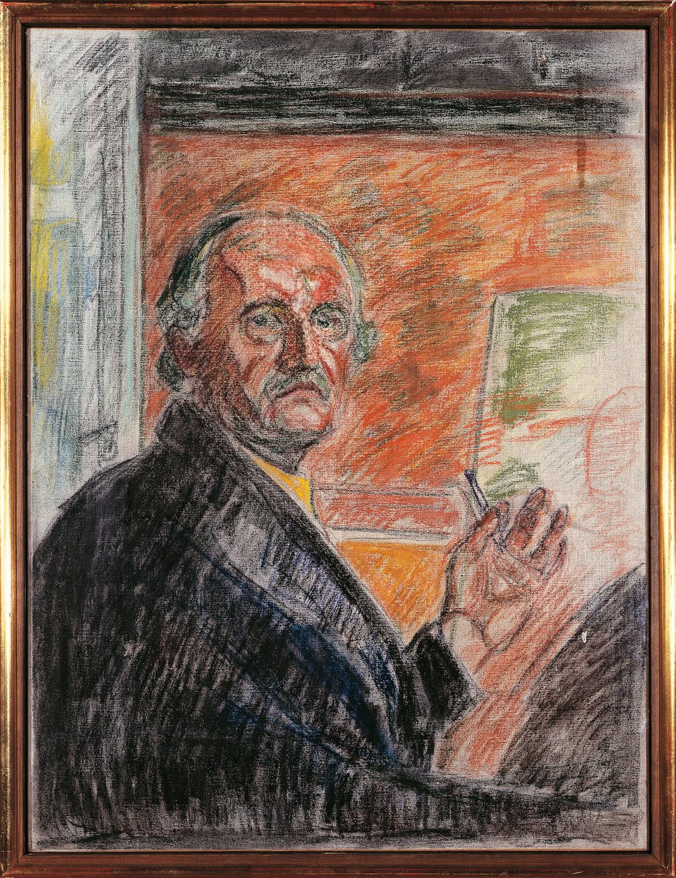 Self-Portrait with a Chalk by Edvard Munch: Fine art print