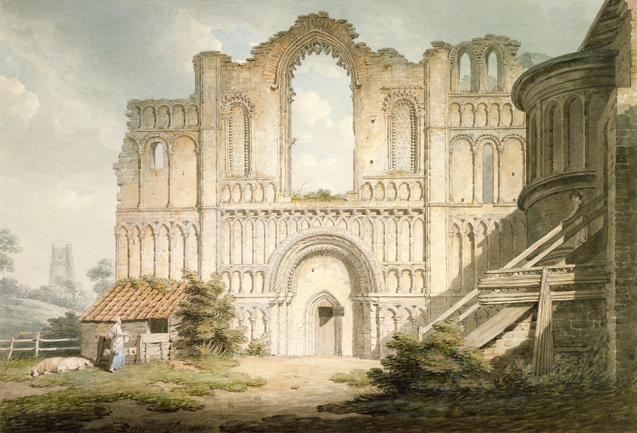 West front of Castle Acre Priory Church, near Downham, Norfolk, 1796