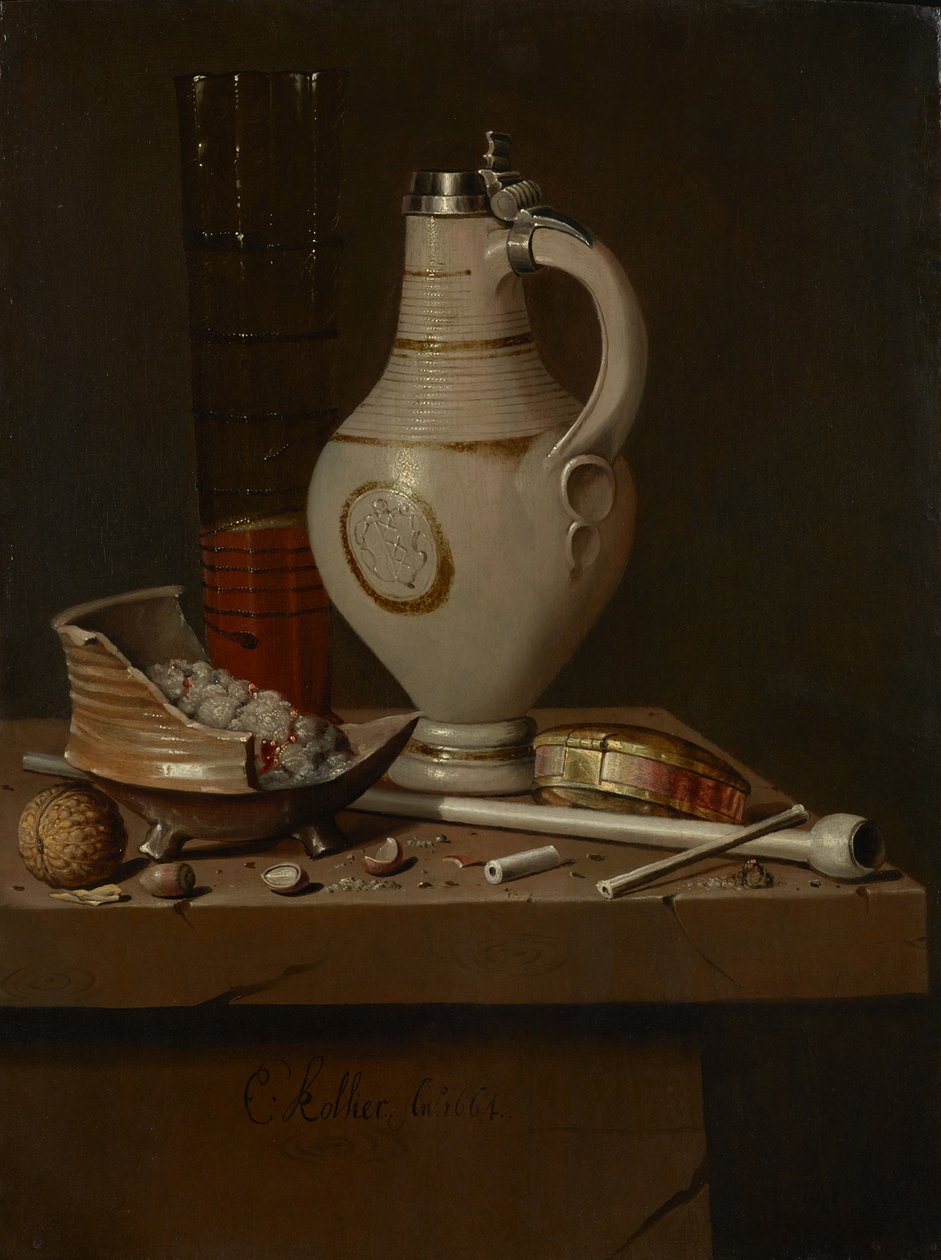 Still Life with Smoking Utensils and Beer Mug, 1664