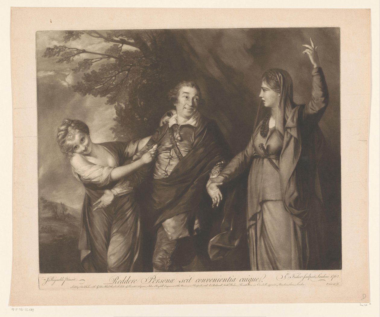 Portrait of David Garrick between Personifications of Comedy and Tragedy