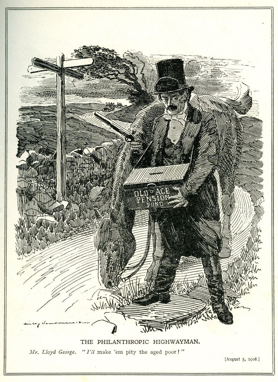 The Philanthropic Highwayman, Lloyd George with the Old Age Pension ...