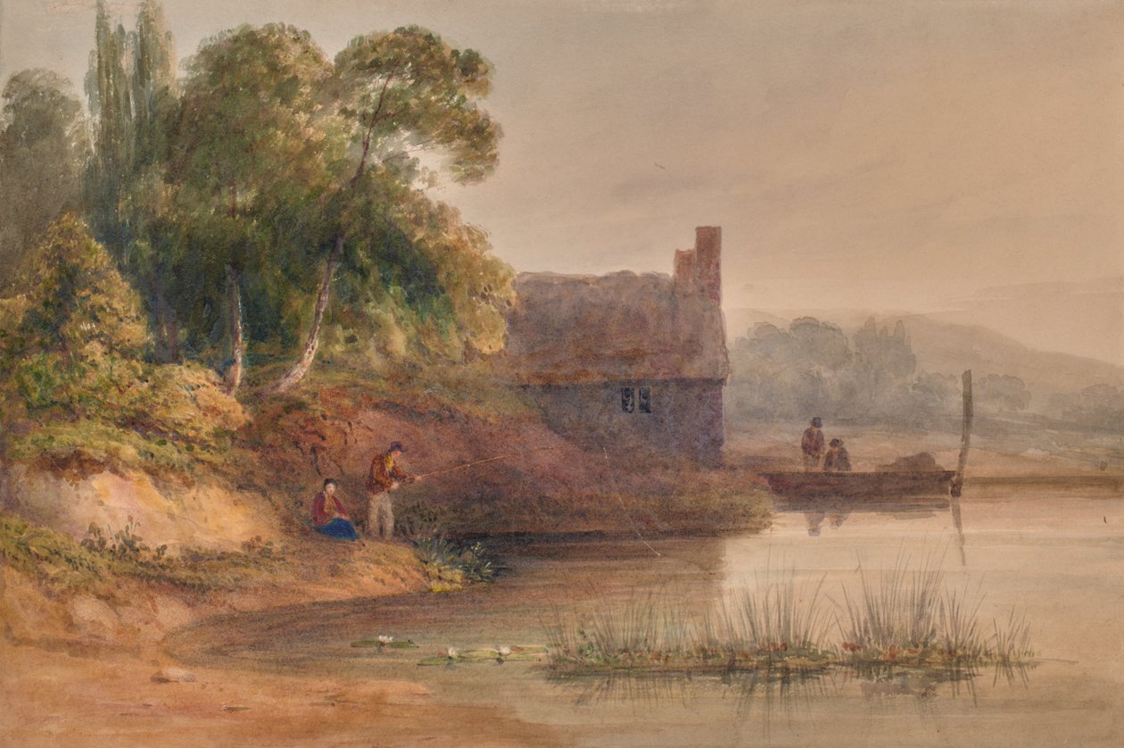 Landscape with cottage by Edward Pretty: Fine art print