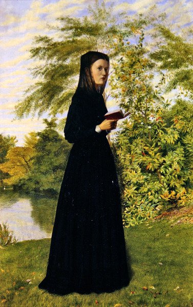 Lady reading in a parkland by Edward Radford